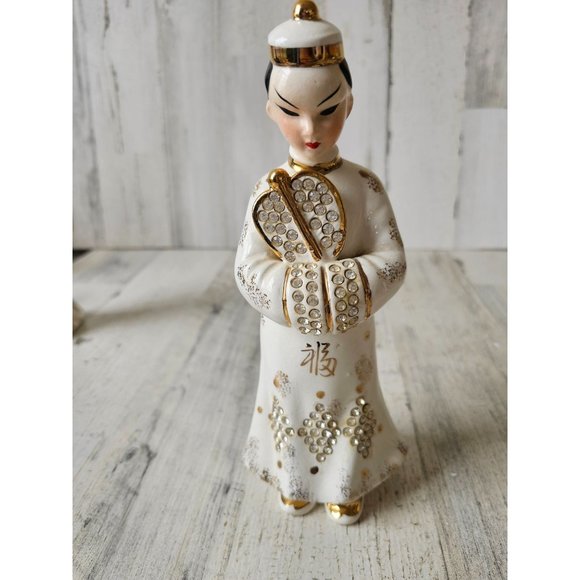 Lefton | Art | Lefton Geisha Rhinestone Chinese Monk Fan Figurine ...